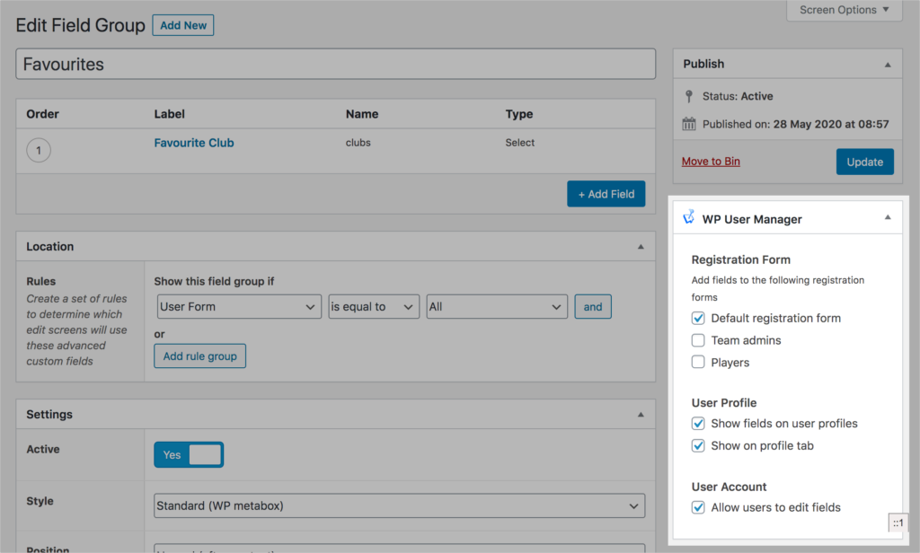 New ACF Addon, Custom Fields Update and More - WP User Manager